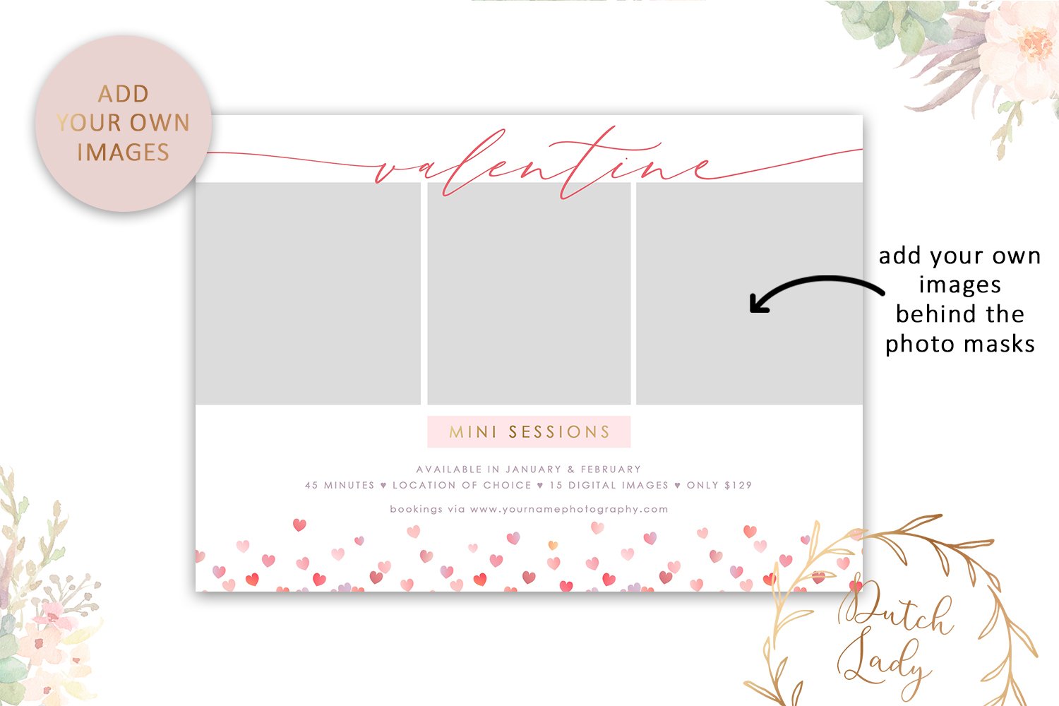 PSD Valentine Photo Session Card Template - Design #51 (414008) | Card ...