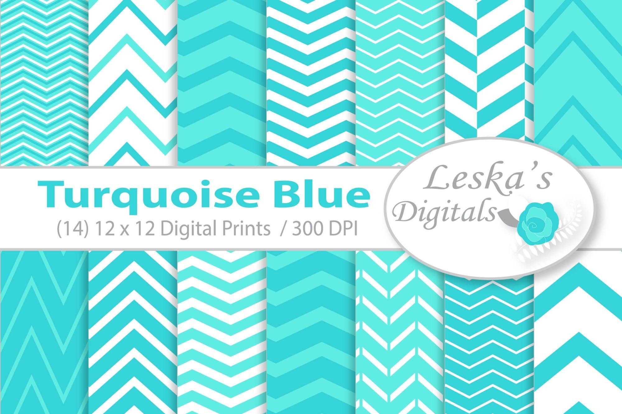 Turquoise Blue Digital Chevrons (14978) | Backgrounds | Design Bundles