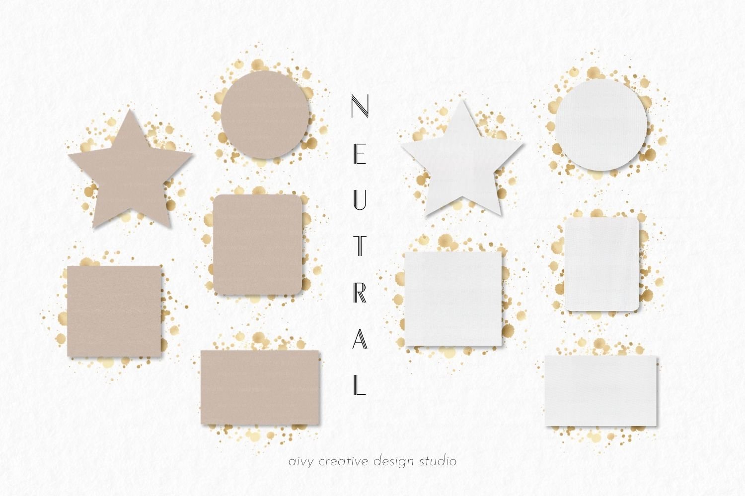 Neutral Frames and Gold Splashes Clip Art Pack (553061) | Decorations ...