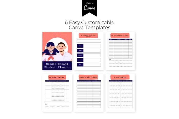 Middle School Student Planner CUSTOMIZABLE CANVA TEMPLATE