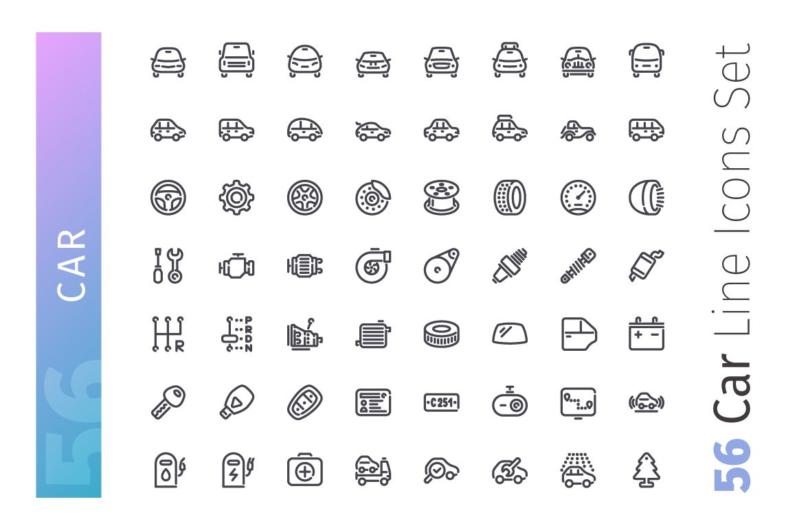 Car Line Icons Set (51960) | Icons | Design Bundles