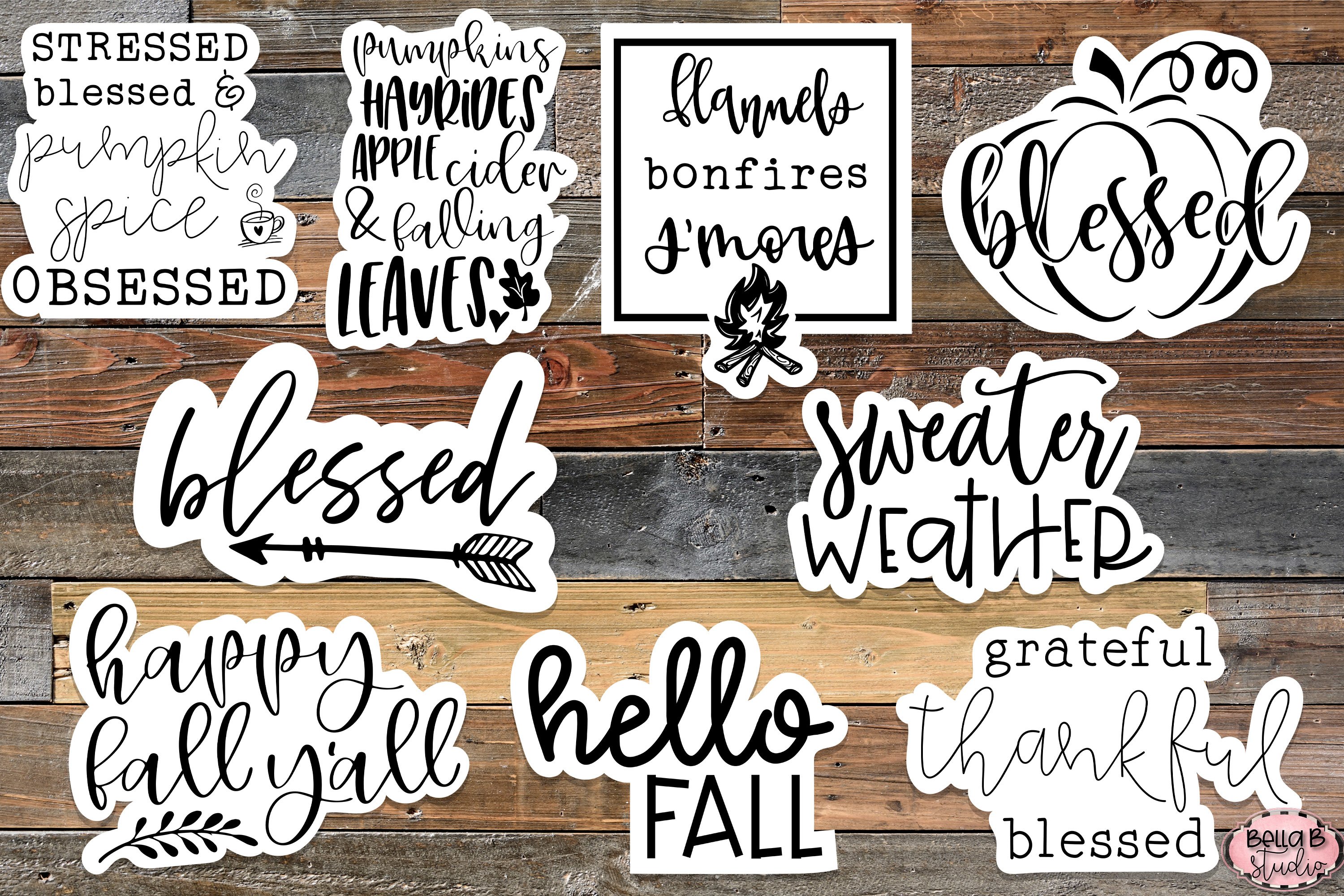 Fall Stickers, Clip Art, Print and Cut (876379) | Stickers | Design Bundles