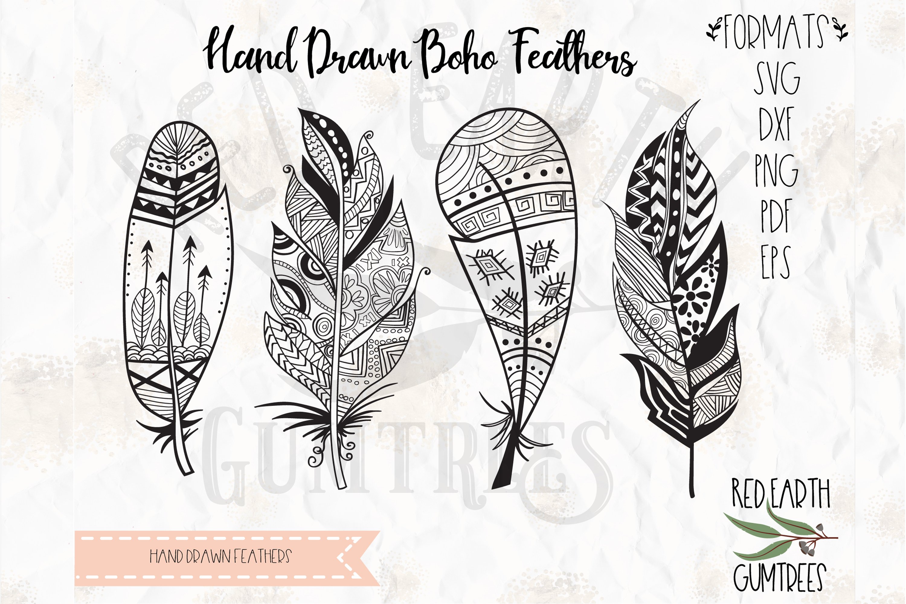 Boho feathers bundle, Tribal feathers in SVG,DXF,PNG, EPS (133625 ...