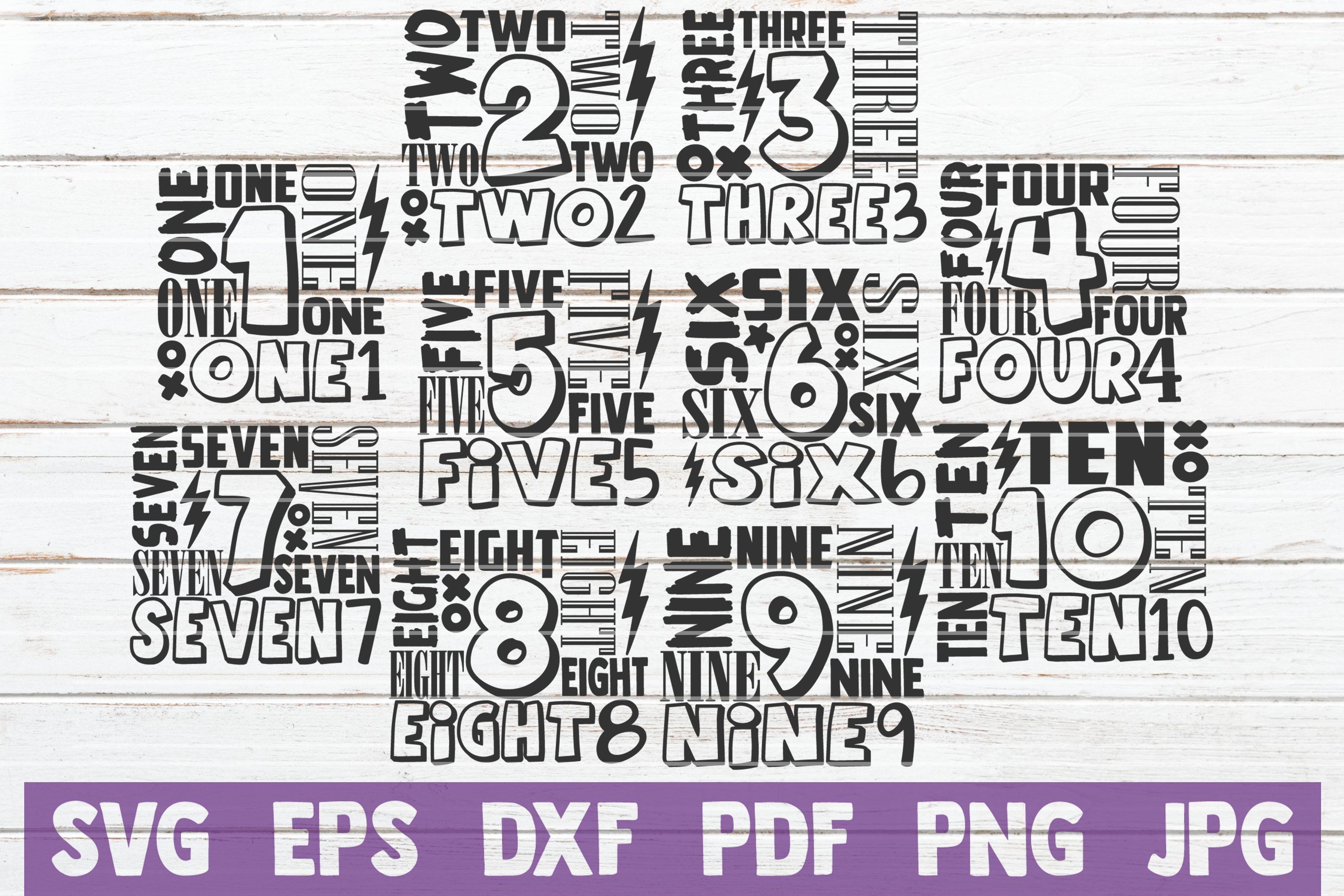 Number Words Collage