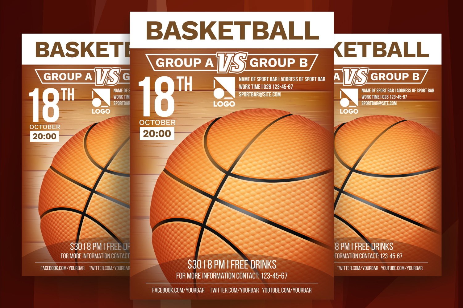 Basketball Poster Vector (57319) | Flyers | Design Bundles