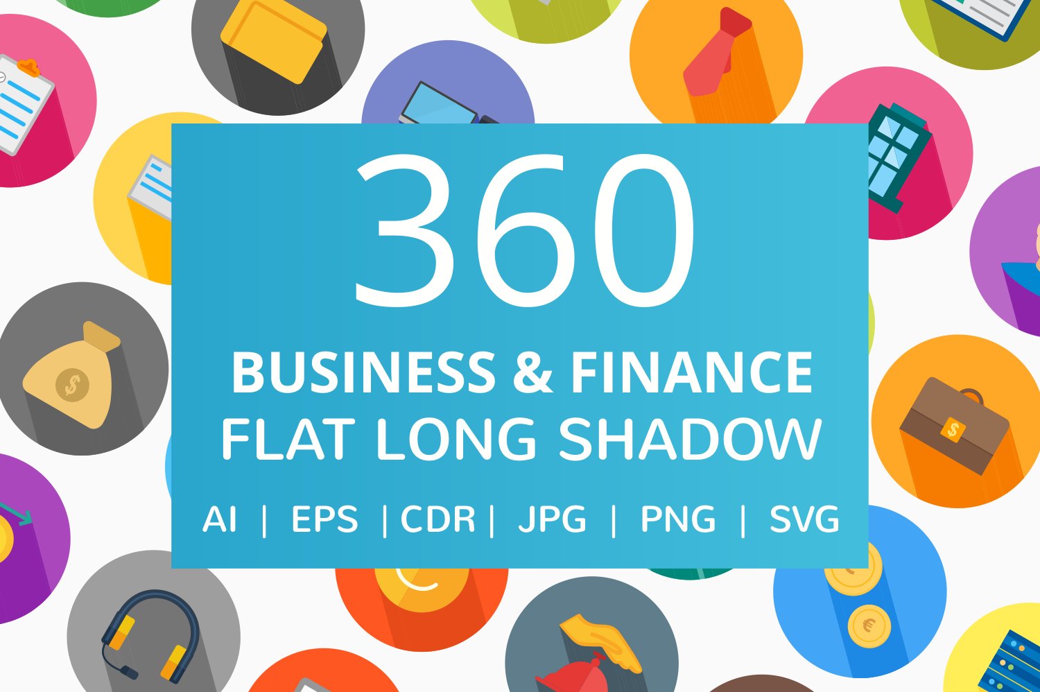 360 Business & Finance Flat Long Shadow Icons (104397) | Icons | Design ...