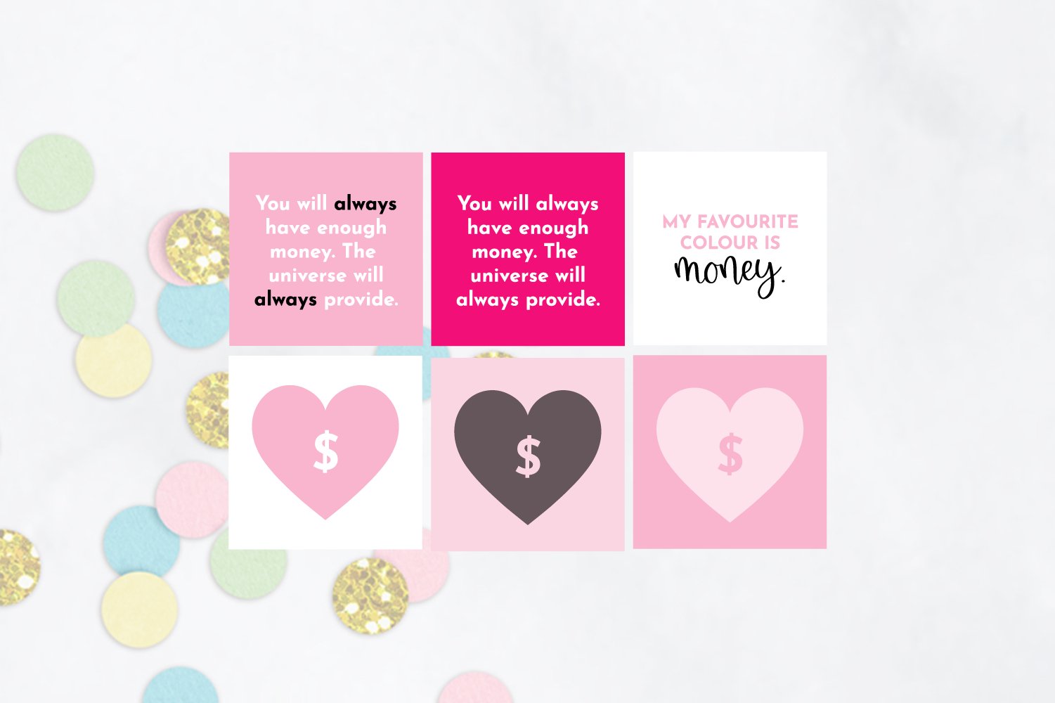 25 x Pink Money Mindset Social Media Quotes Pack (1145782) | Instagram ...