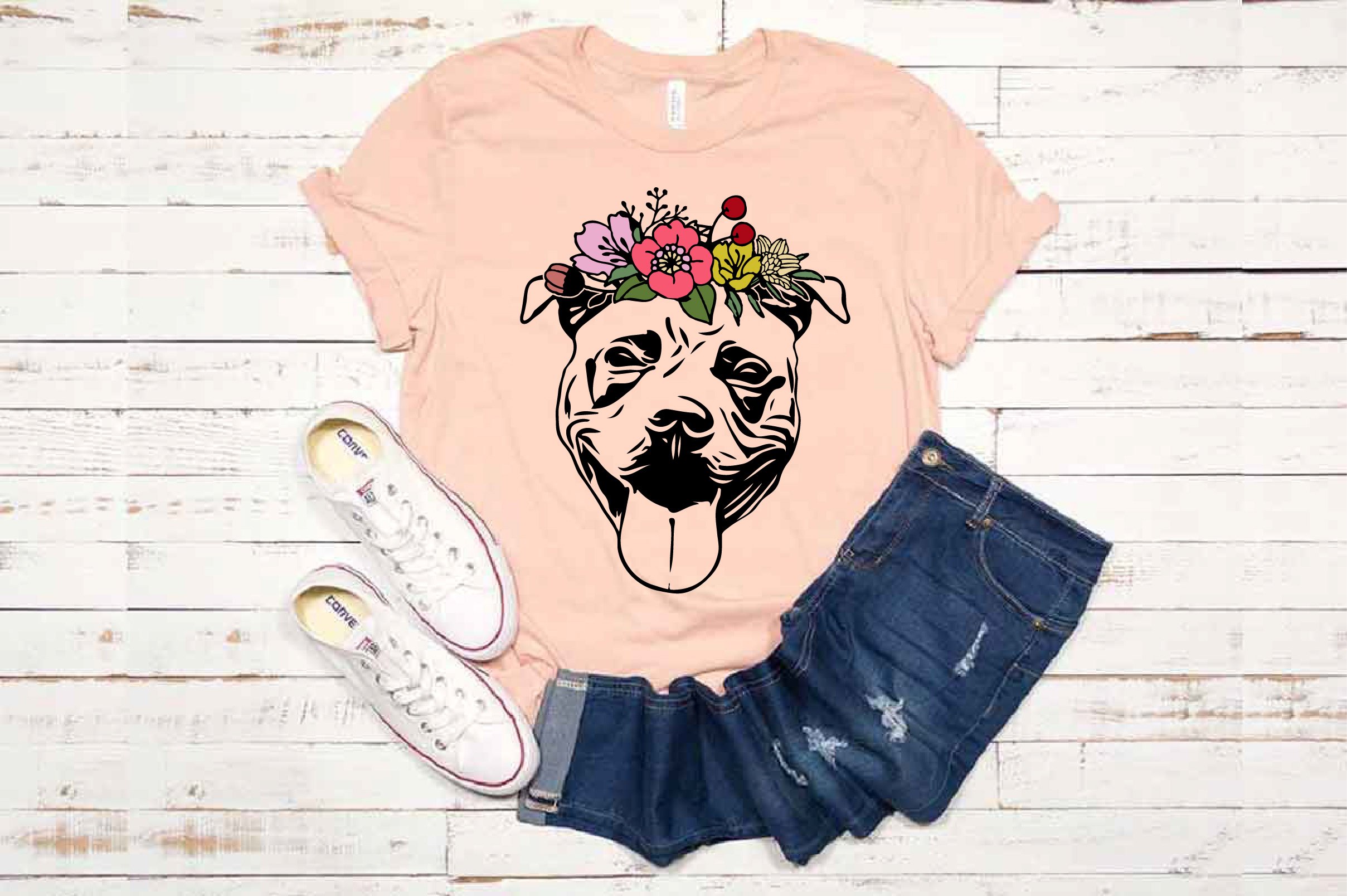 Pit bull Whit Glasses flower bandana pitbull SVG 17325s (534755) | SVGs ...