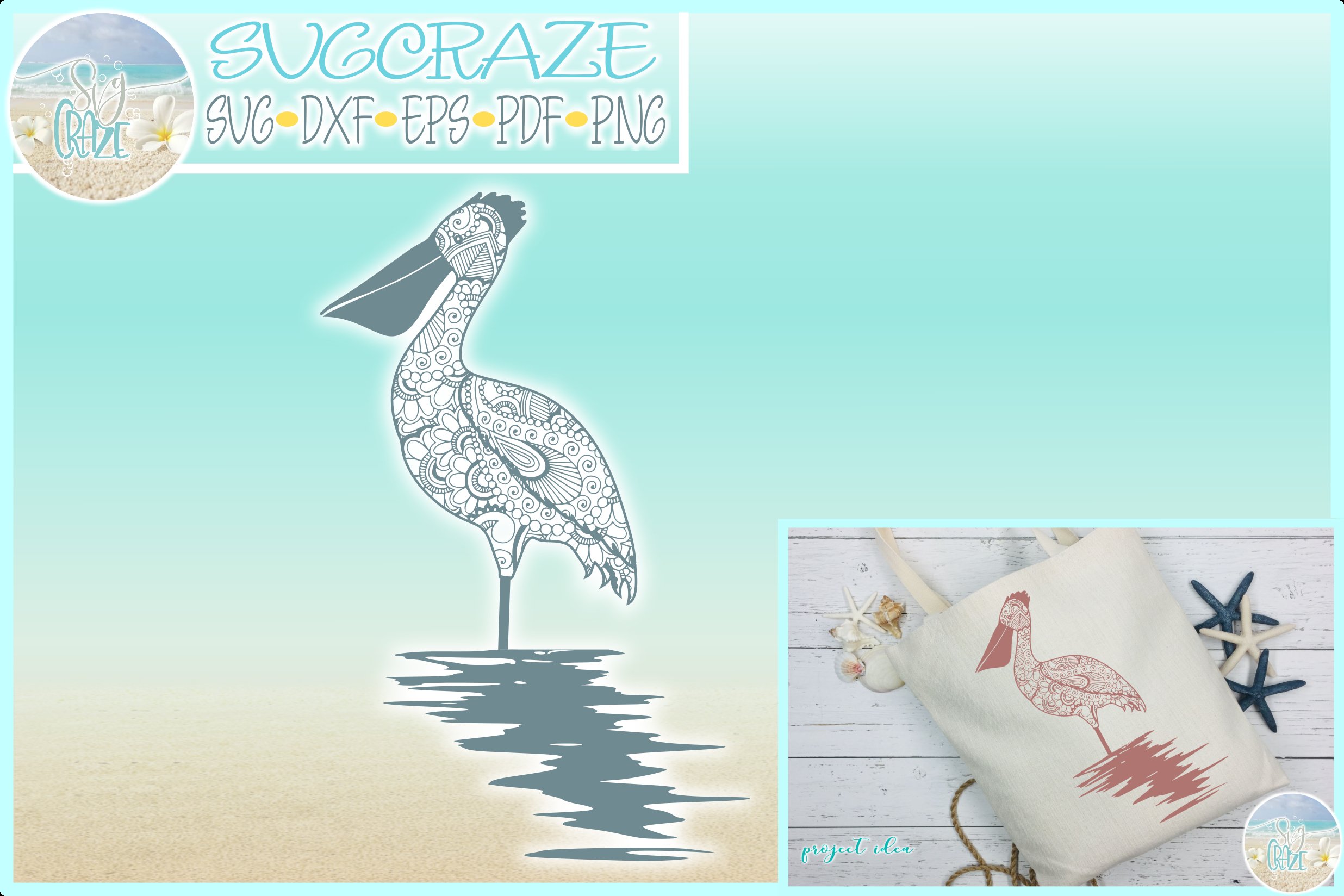 Pelican Mandala Zentangle SVG Dxf Eps Png PDF Files (314938) | SVGs ...