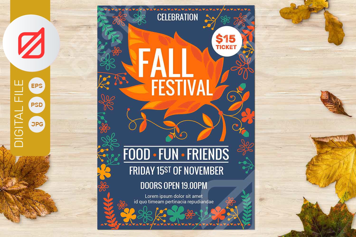 Fall Festival Autumn Party Flyer (304860) | Flyers | Design Bundles