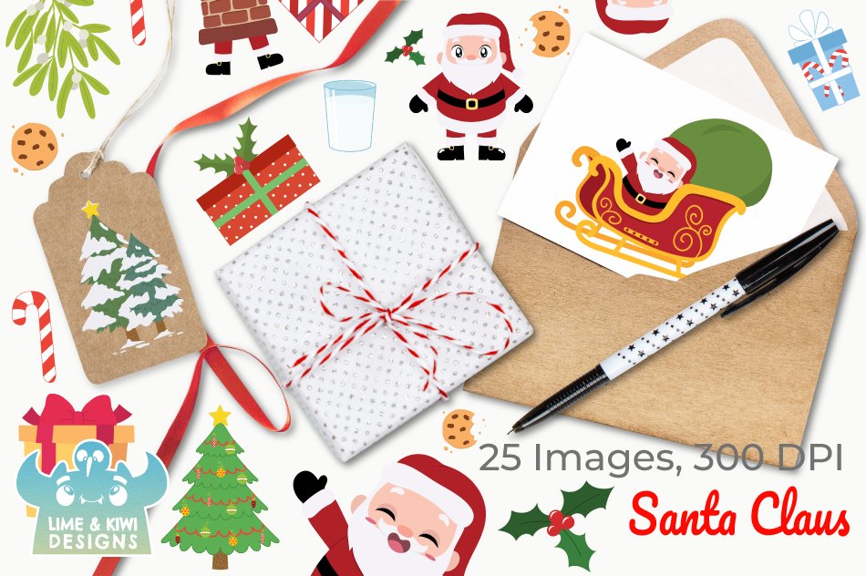 Santa Claus Clipart, Instant Download Vector Art, Commercial (347094 ...