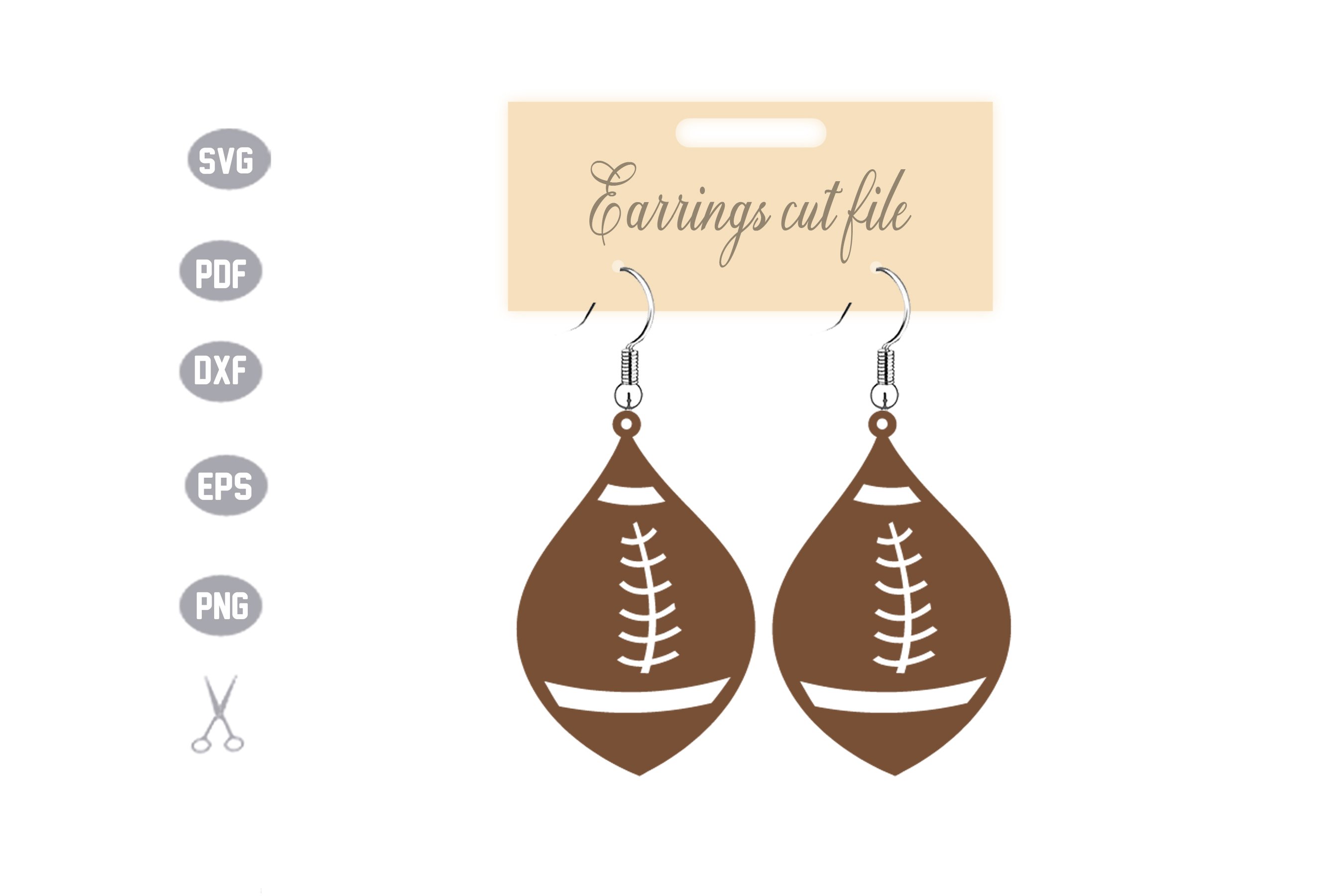 Football Earrings Template SVG Design