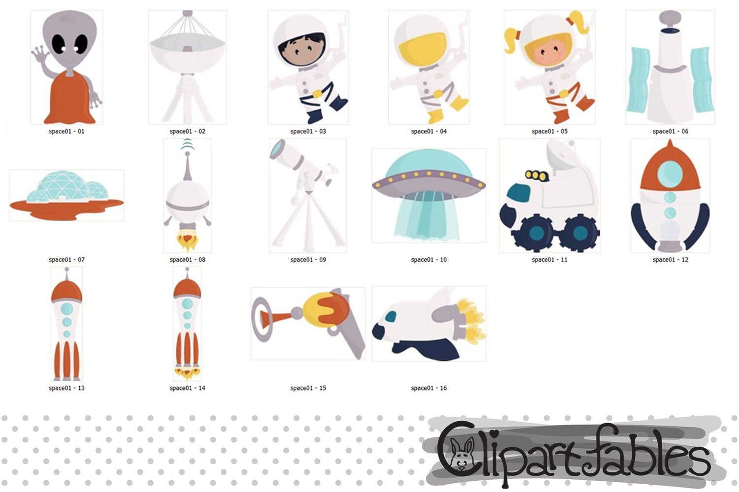 Cute SPACE clipart, UFO, MARS design, Astronaut, Spaceship (246922 ...