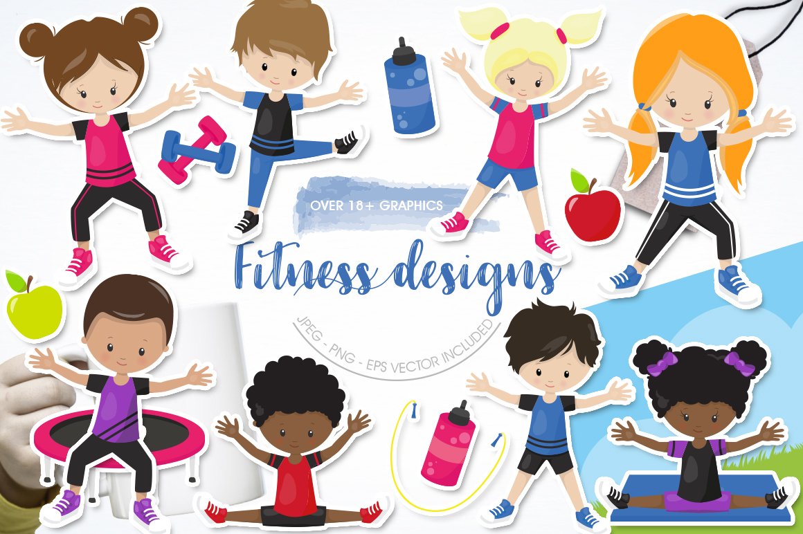 Fitness Kids designs graphics and illustrations