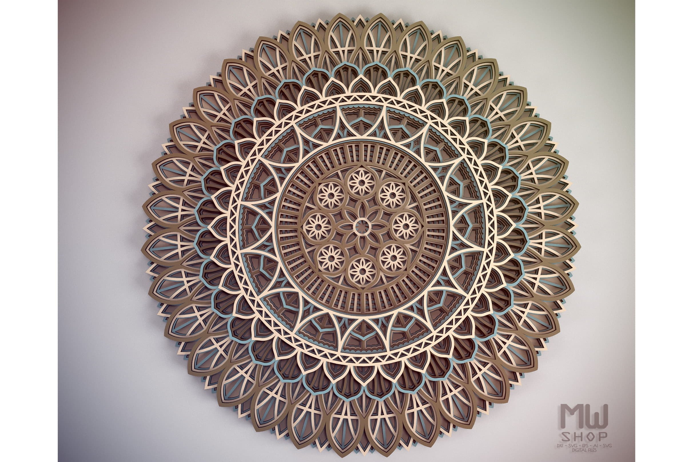 M15 - Flower Mandala DXF file, Multilayer Mandala Pattern (578816 ...