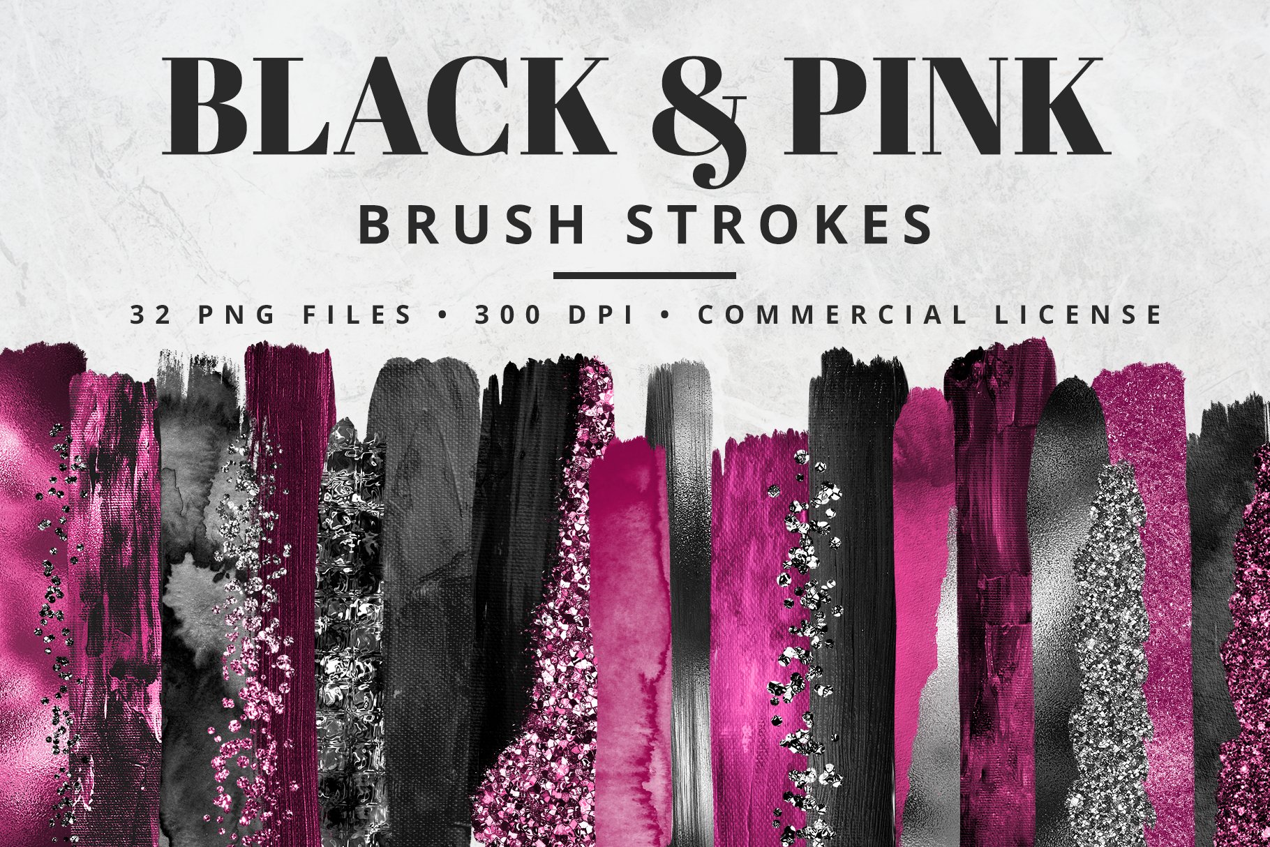 Black & Pink Brush Strokes