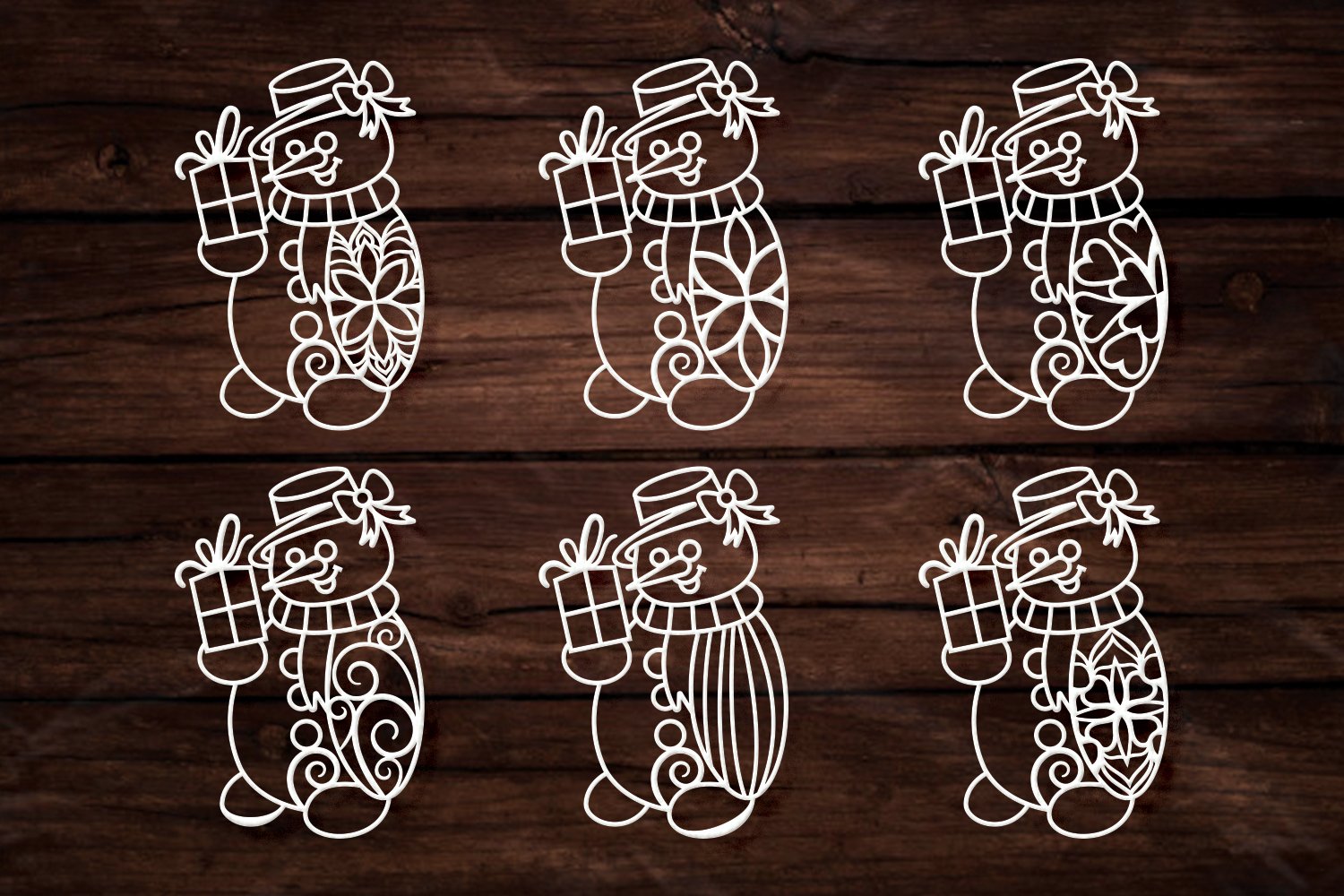 Papercut Snowman Set, Abstract Snowman, Illustration Designs