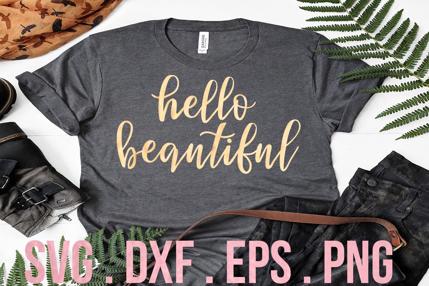Hello Beautiful SVG Cutting File Hand Lettered (177702) | SVGs | Design ...