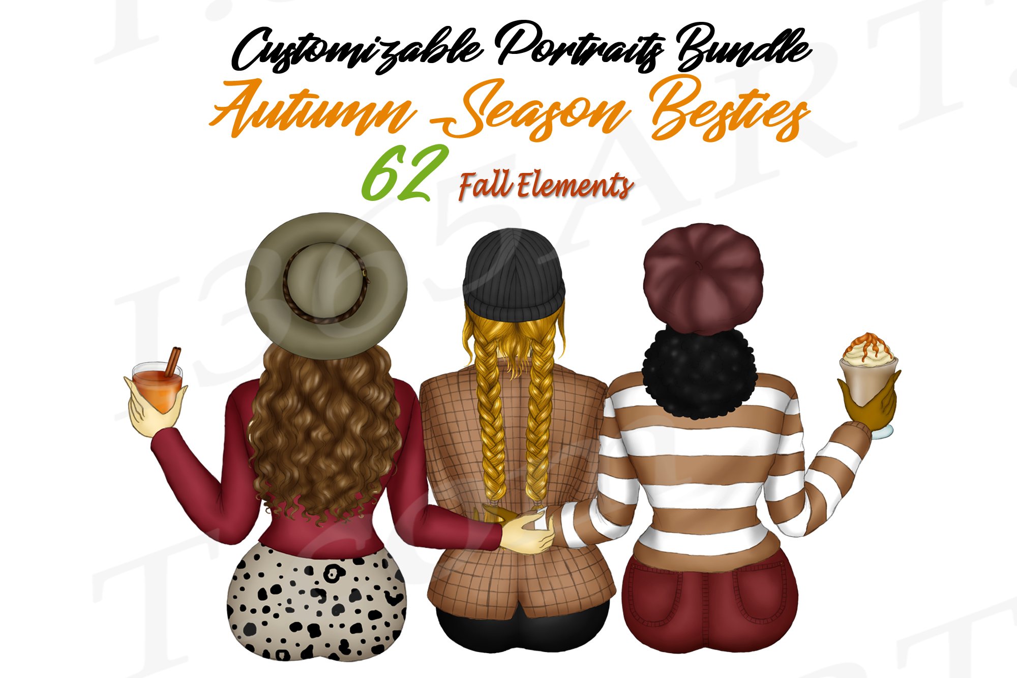 Best Friends Clipart Customizable Autumn Fall Besties PNG (916572 ...