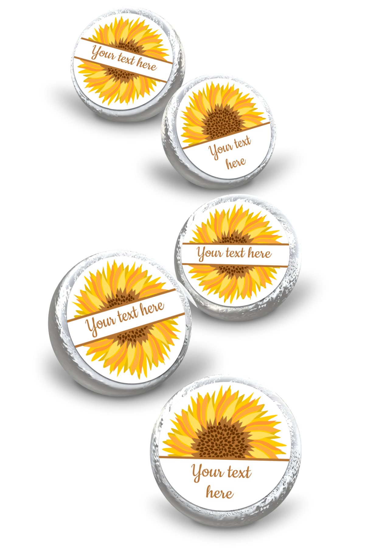 Editable Text Sunflower Small Round Labels 1.6 in A4 US