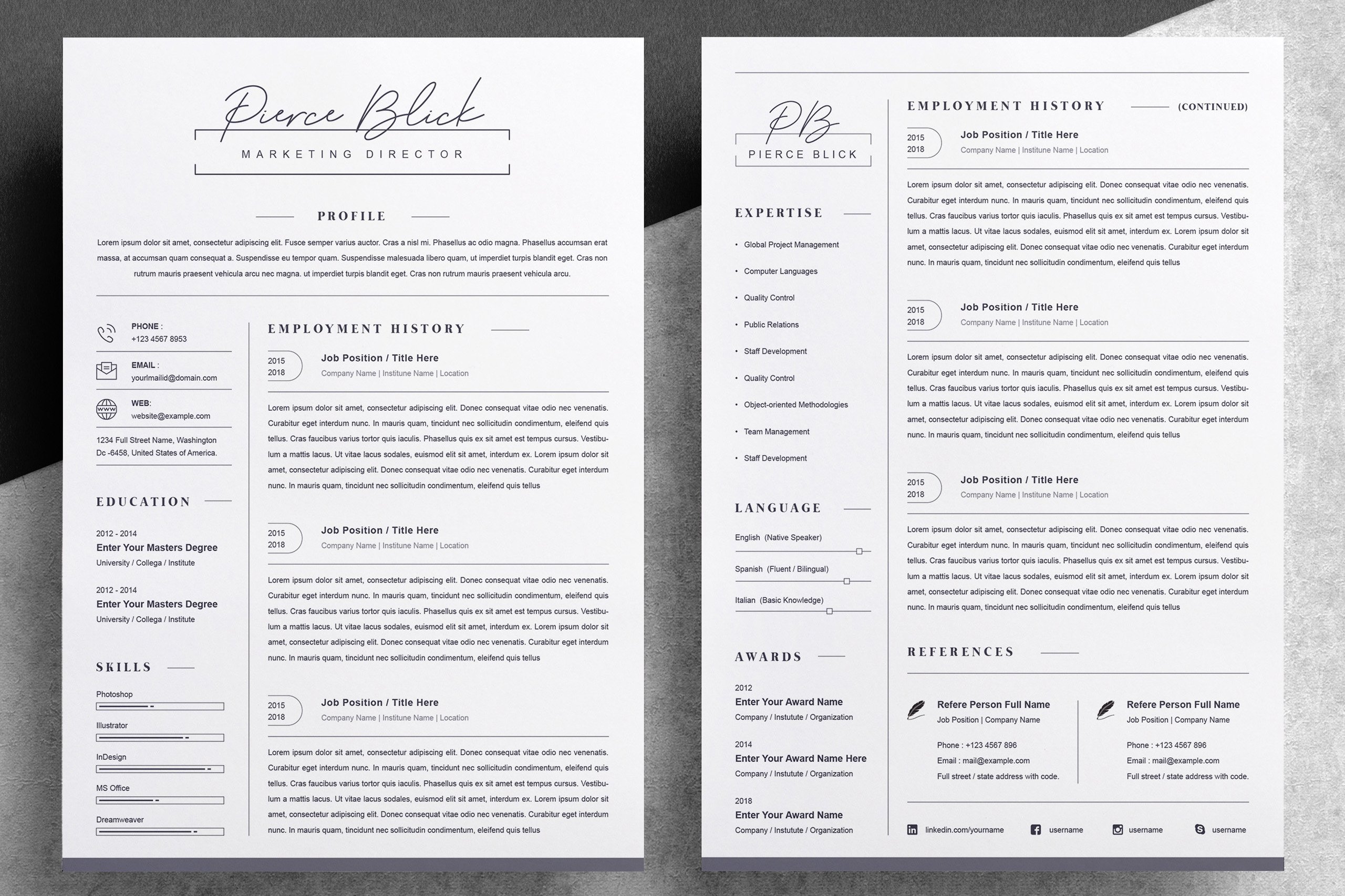 Clean Resume / CV Template (573735) | Resume Templates | Design Bundles