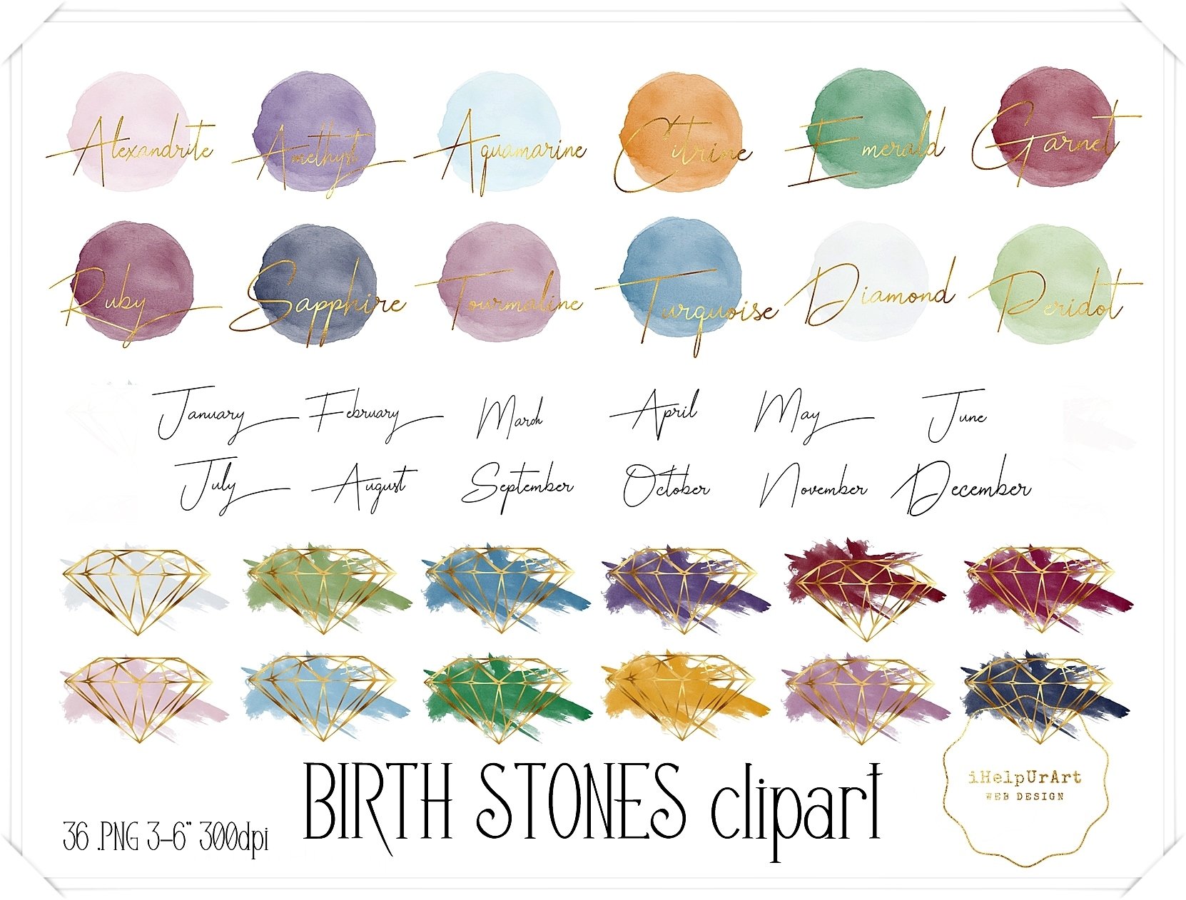 Birth Stones Clipart (145594) | Objects | Design Bundles