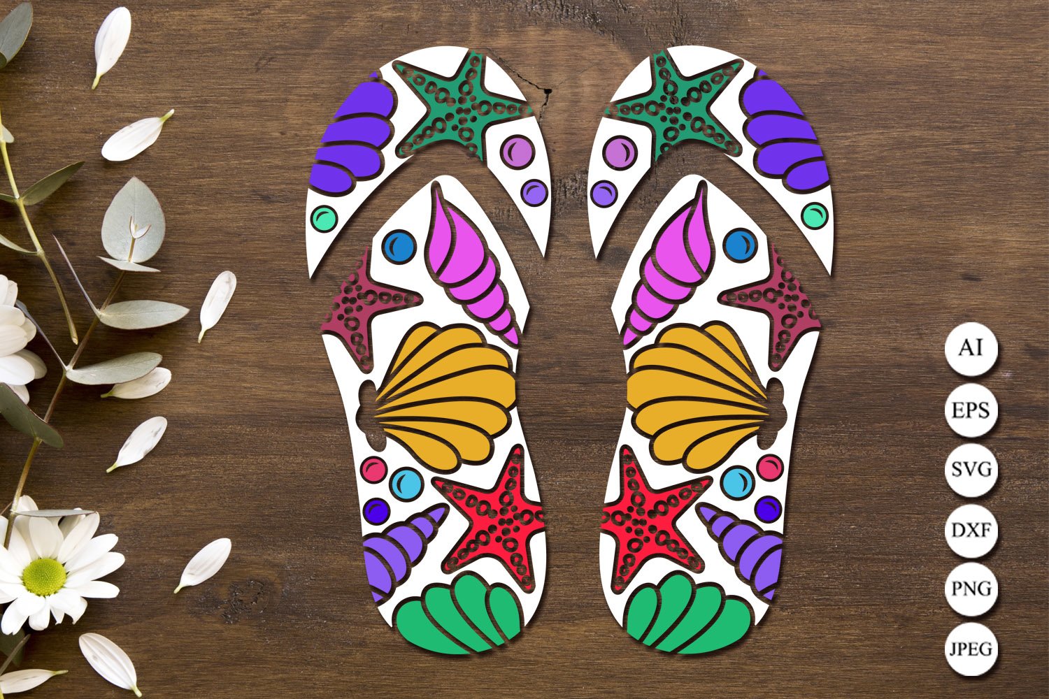 Flip flops and sea shell svg, Summer dxf, Beach life svg (679195 ...