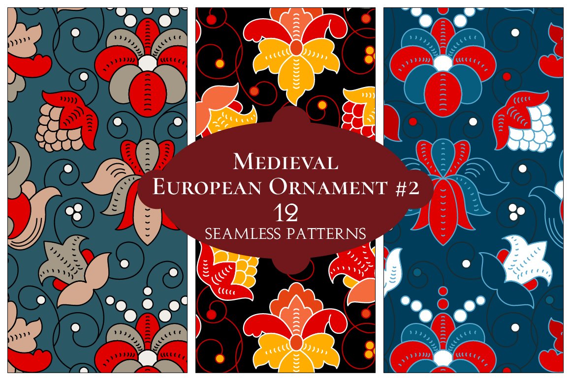 12 European Floral Patterns #2 (147405) | Patterns | Design Bundles