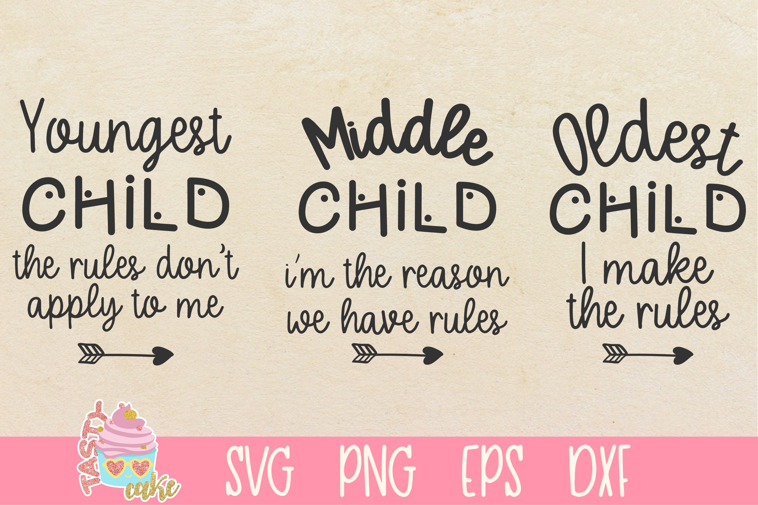 Sibling Bundle - Youngest Middle Oldest Child - Sisters (303265) | SVGs ...