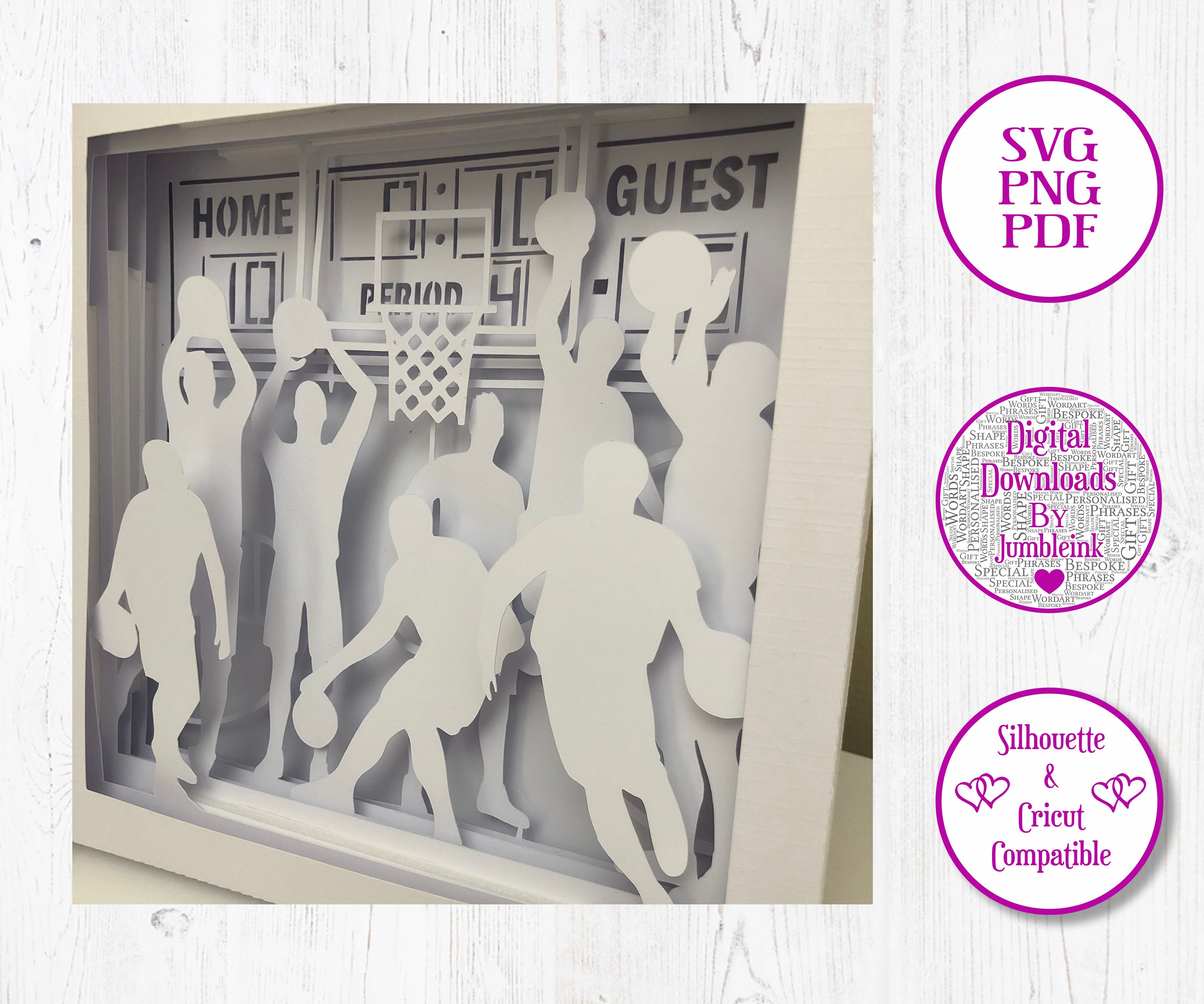 Basketball - 3D Paper Cut Template Light Box (787802) | Cut Files ...