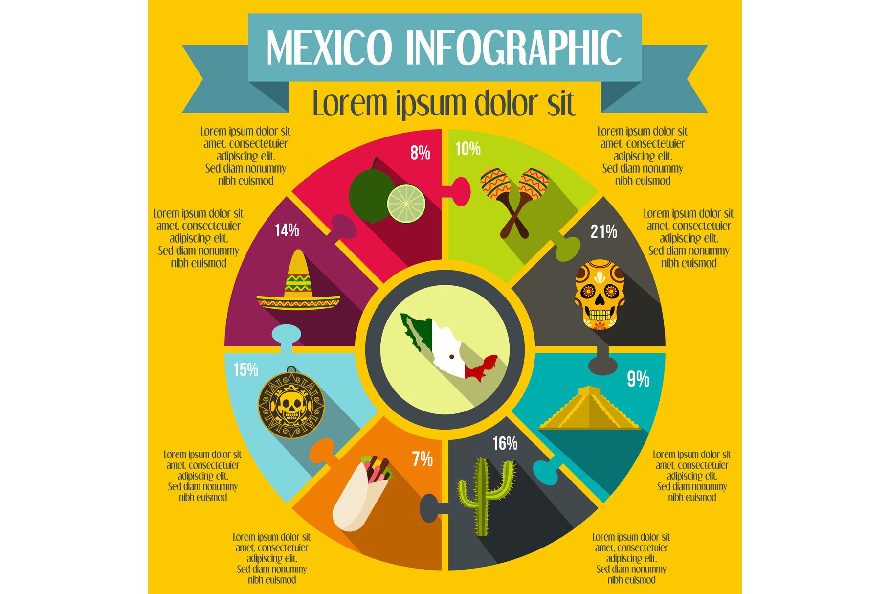 Mexico infographic elements, flat style (553247) | Illustrations ...