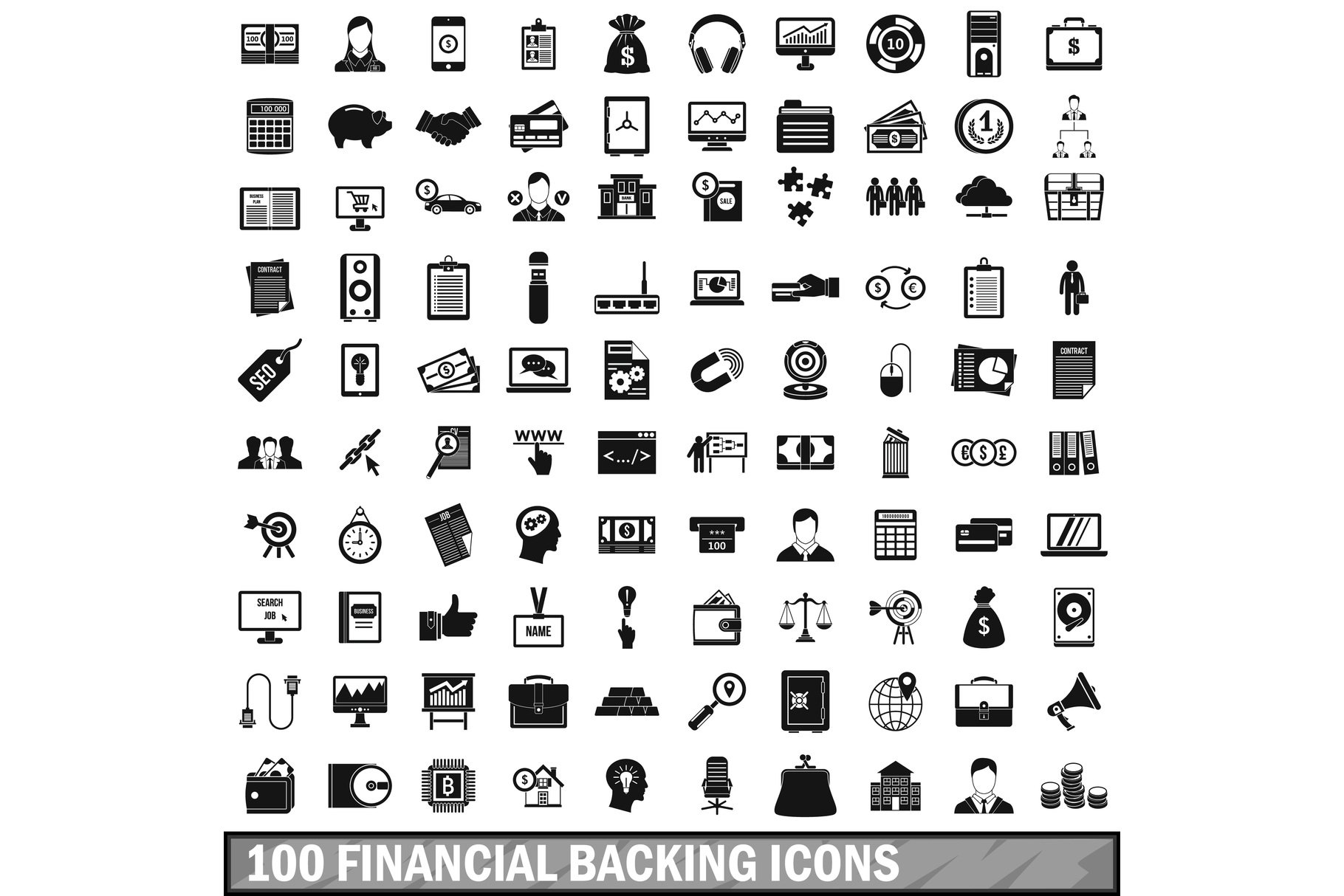 100 financial backing icons set, simple style (359058) | Icons | Design ...