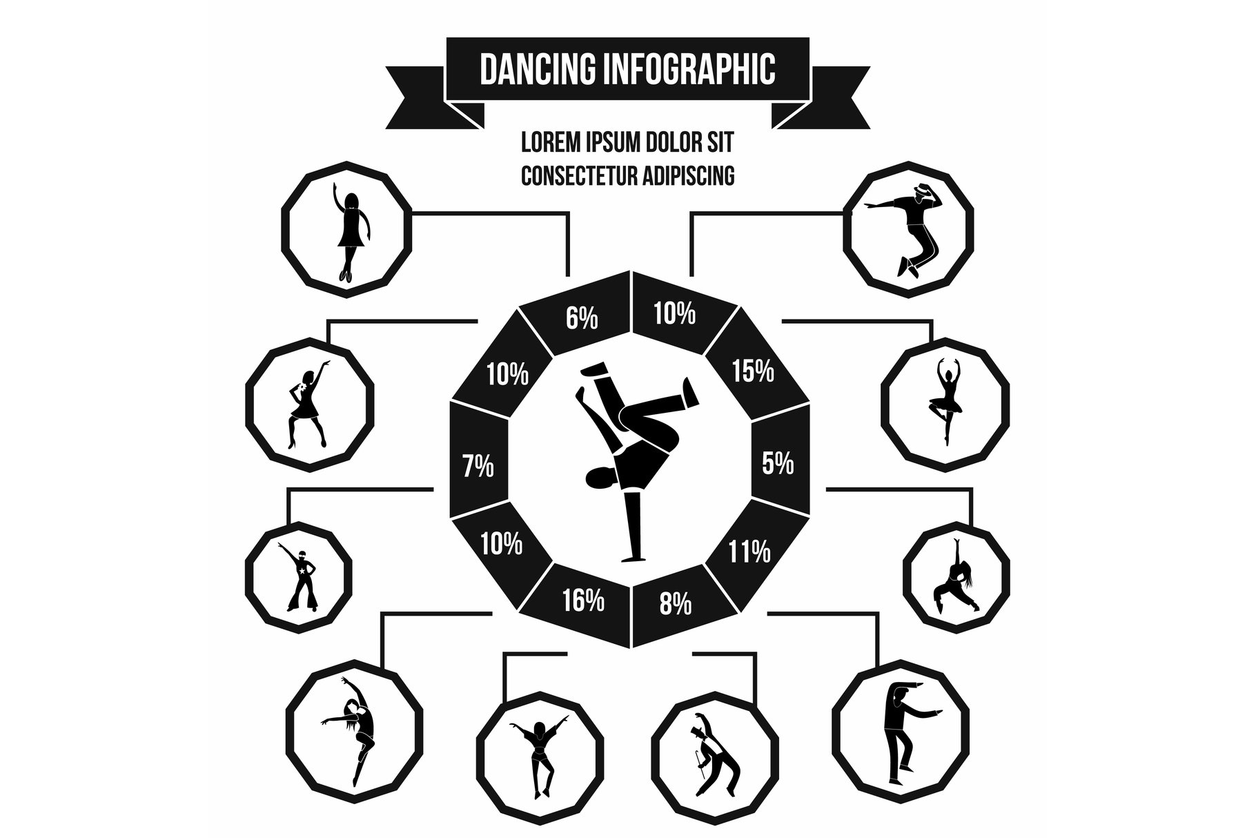 Dancing infographic, flat style (553079) | Illustrations | Design Bundles