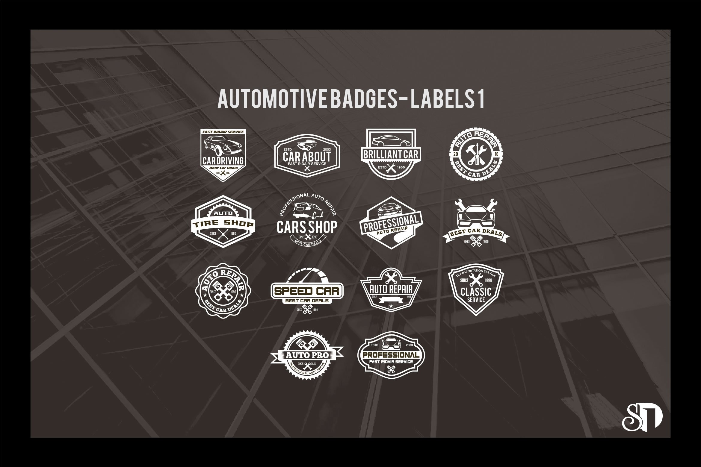 automotive badges and labels vol1 (180475) | Logos | Design Bundles
