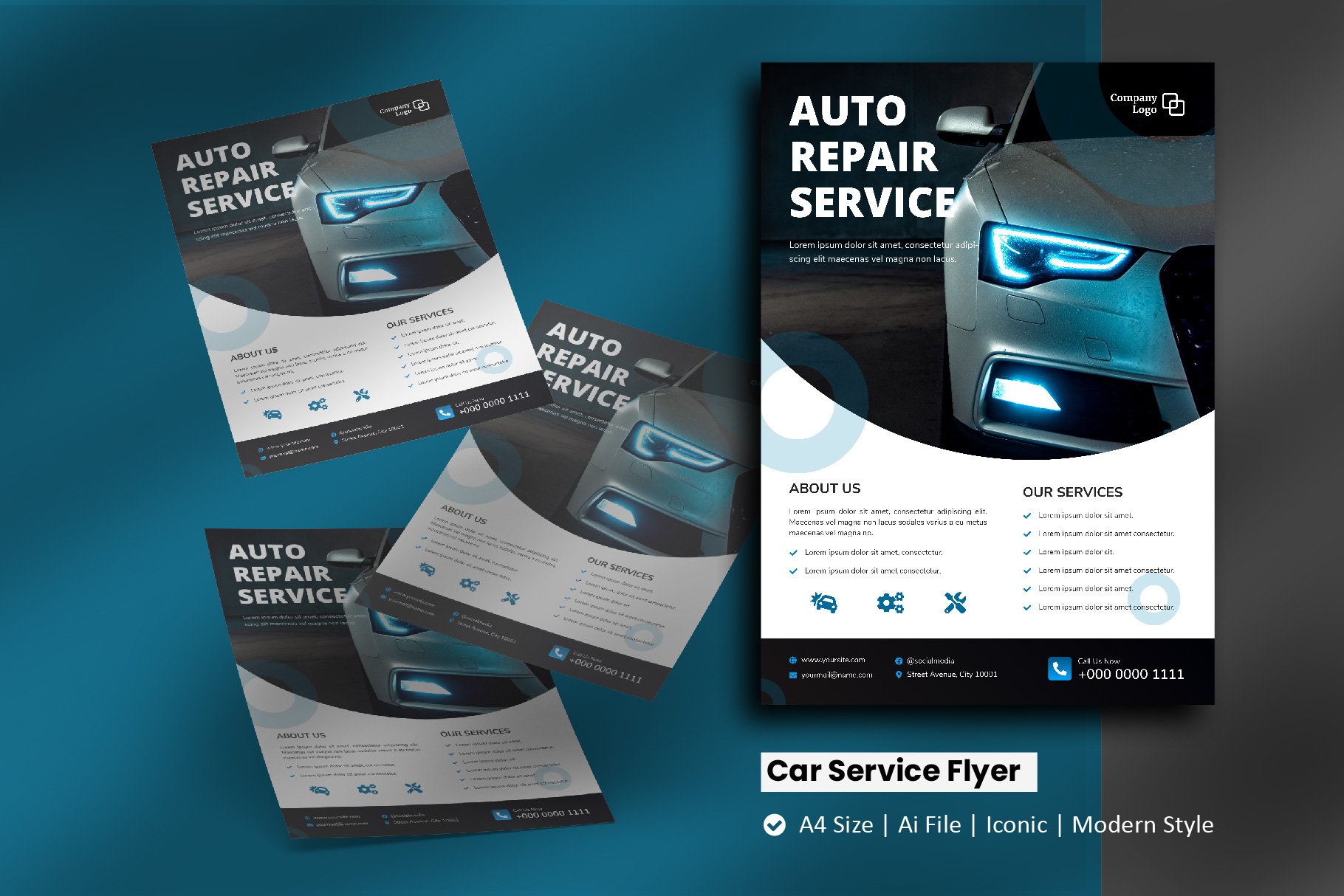 Car Service Flyer Brochure Template (1298128) | Flyers | Design Bundles