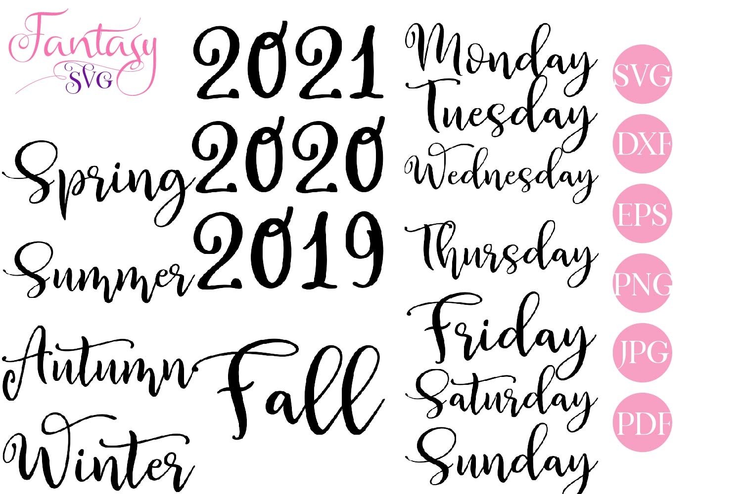 Days Of The Week, Months, Seasons - SVG Cut File (250500) | SVGs ...