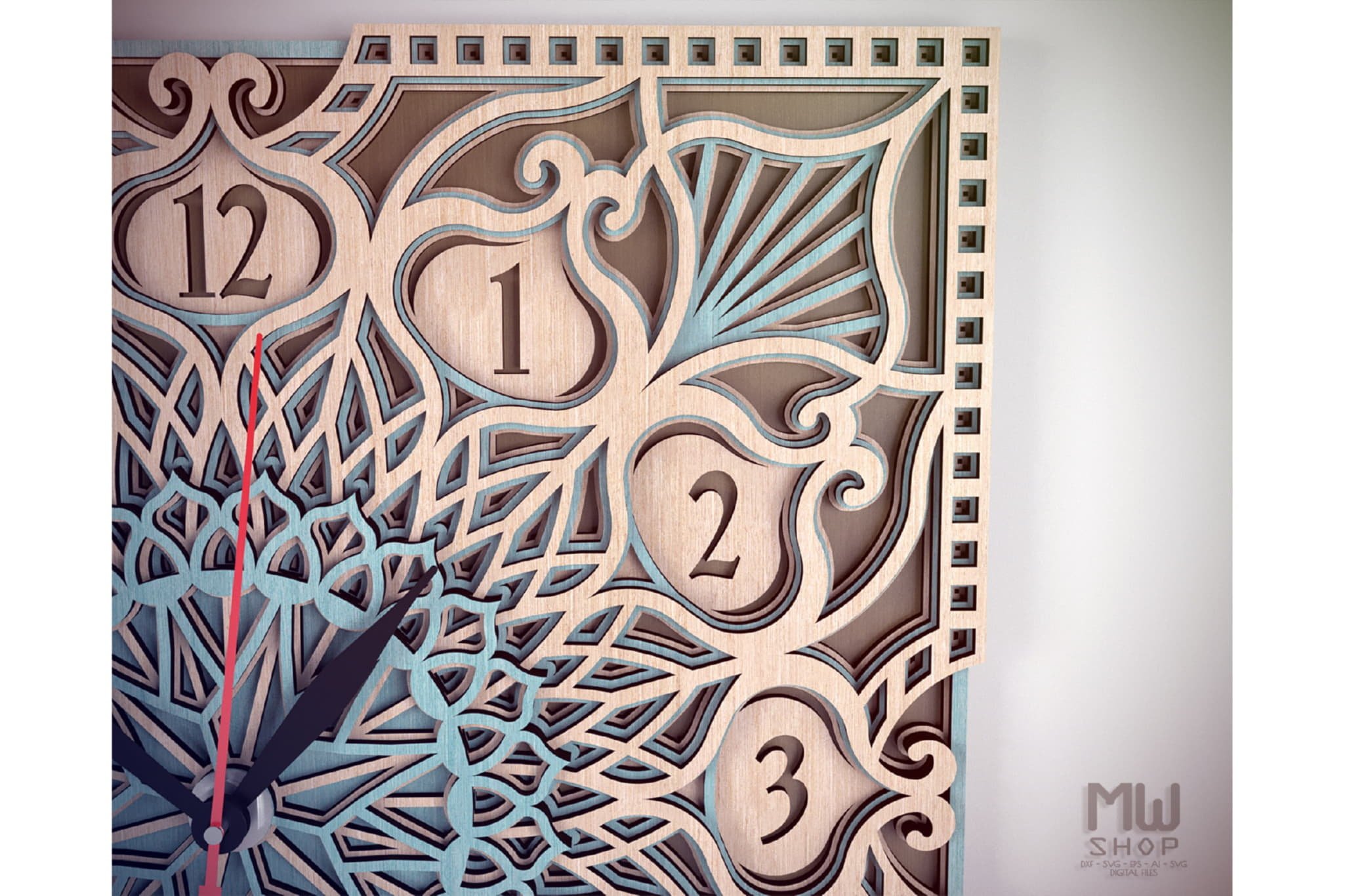 C32 - Laser Cut Wall Clock DXF, Mandala Clock, Wooden Clock (580105 ...