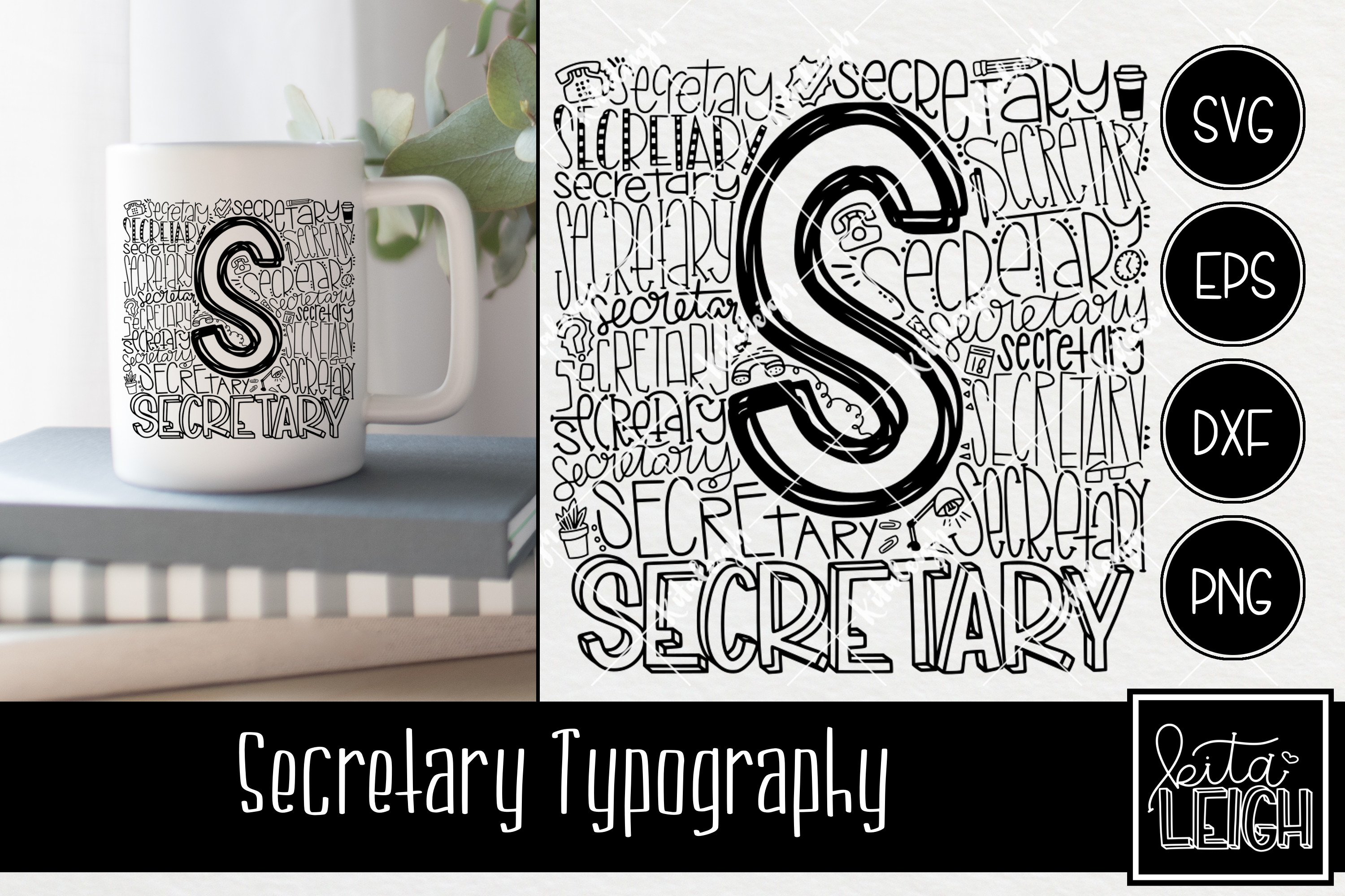 Secretary Typography (137126) | Hand Lettered | Design Bundles