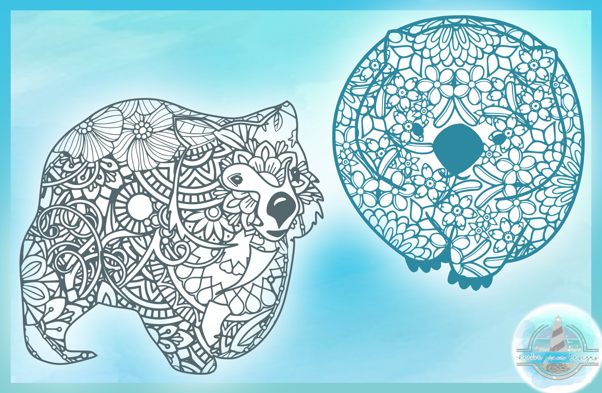 Wombat Mandala Zentangle SVG (531245) | Cut Files | Design Bundles