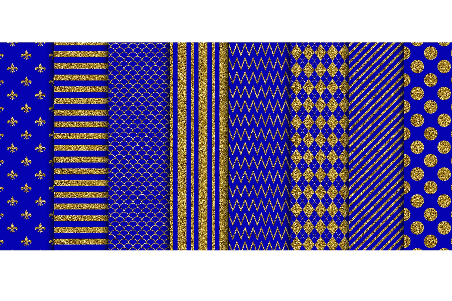 Royal Blue & Gold Foil Digital Papers Set, Free Clipart (789625 ...