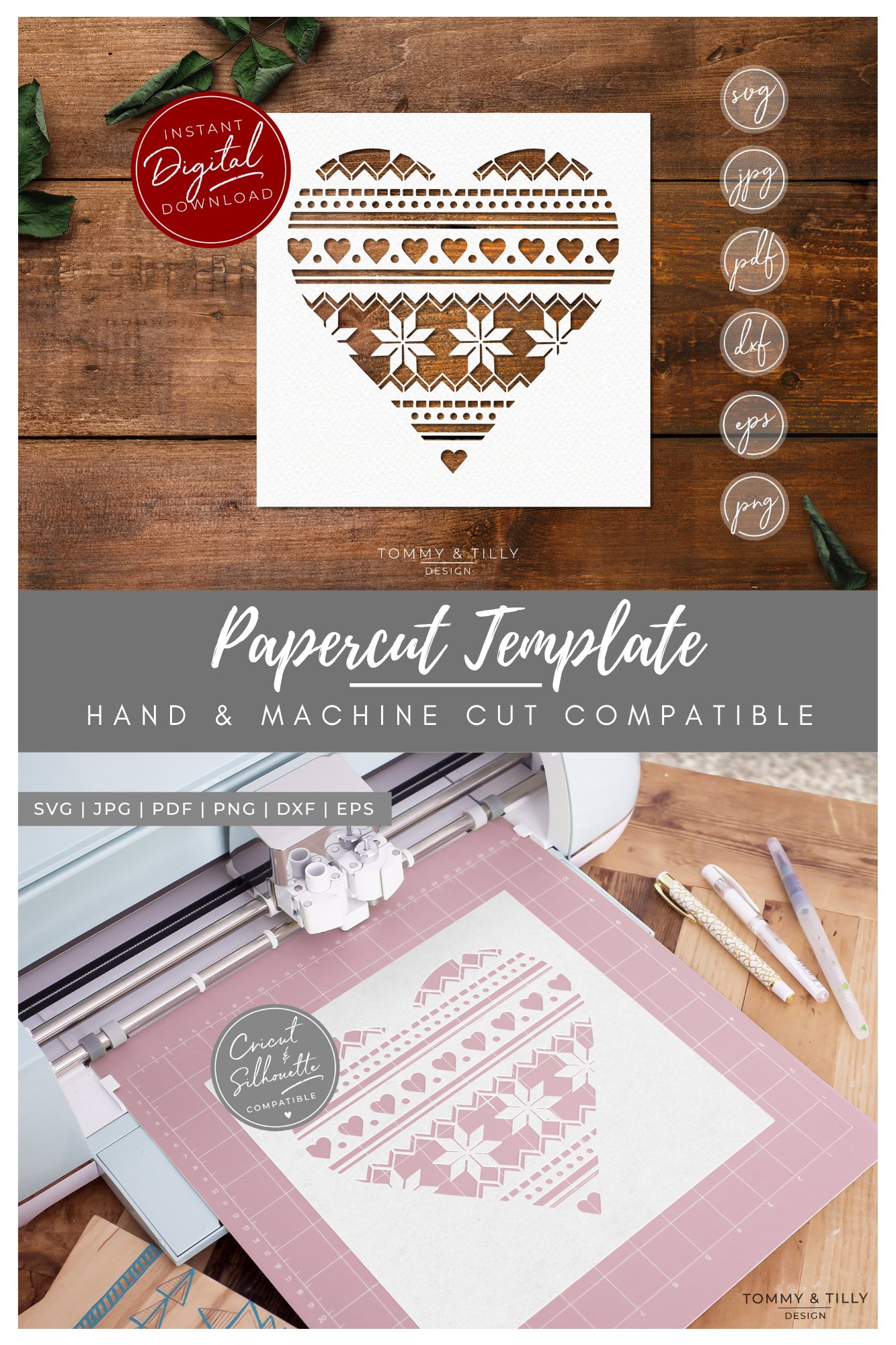 Christmas Pattern Heart - SVG EPS DXF PNG PDF JPG Cut File (372542 ...