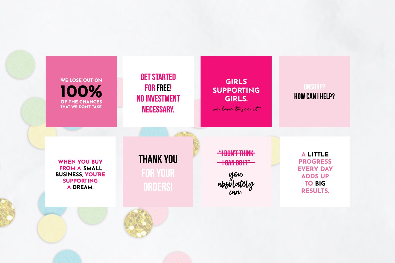 25 x Pink MLM Social Media Quotes (774160) | Web Elements | Design Bundles