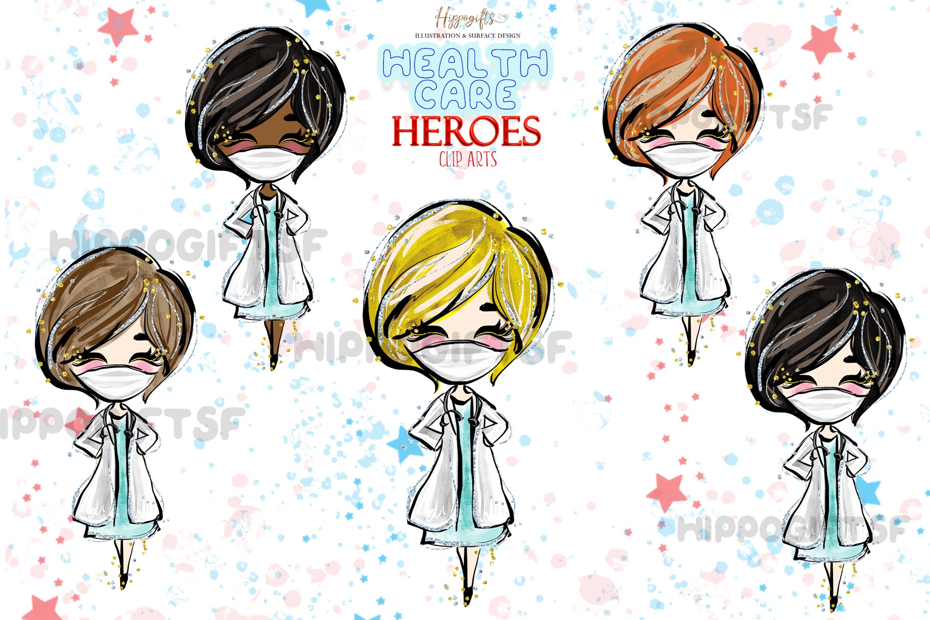 Healthcare heroes cliparts (542811) | Illustrations | Design Bundles