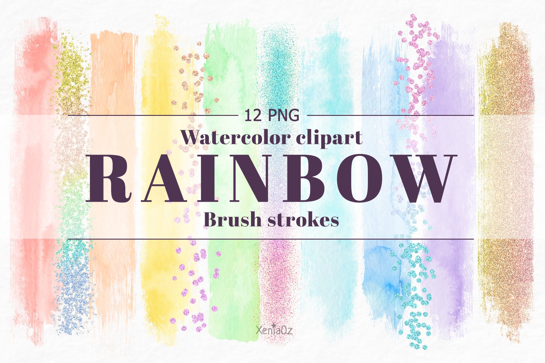 Rainbow Brush Strokes Clipart, Pastel Watercolor, PNG (725947 ...