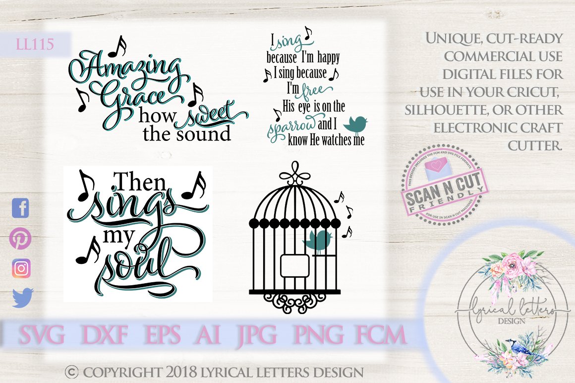 Hymn Song Bundle of 4 SVG DXF Cut Files LL115 (159410) | Cut Files ...