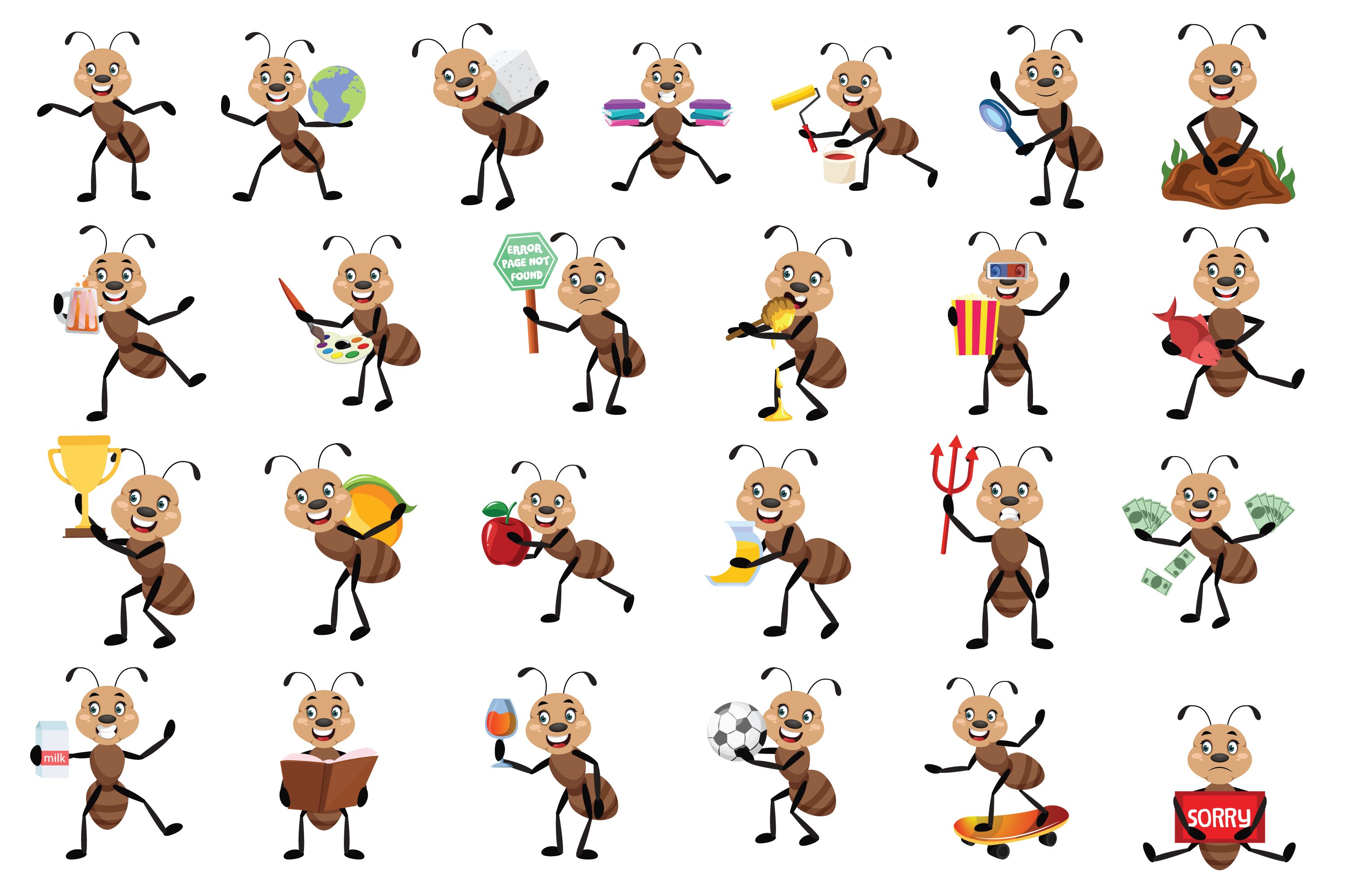 50x Ant Character and Mascot Collection illustration. (542756 ...