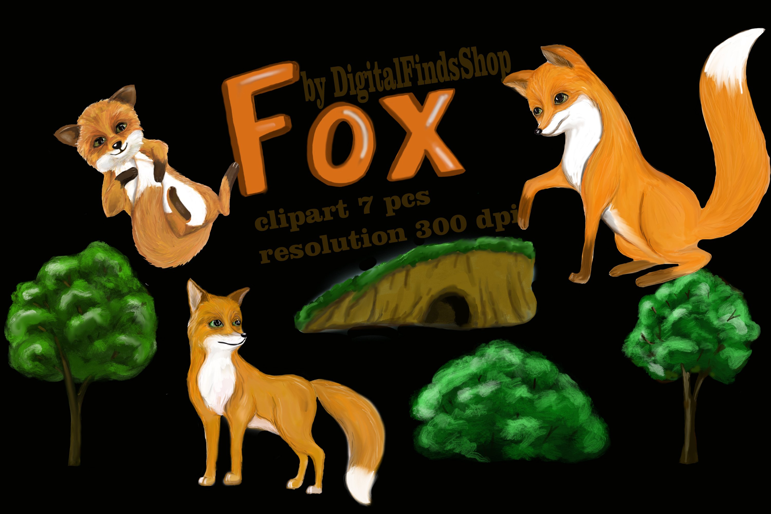 Fox clipart, animals clipart, cute animals, PNG, PDF (425460 ...