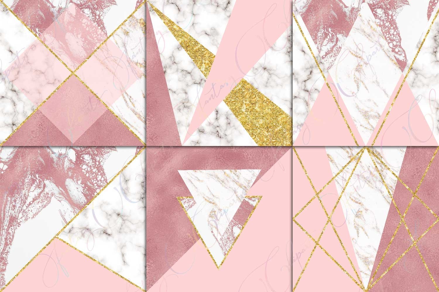 Pink, Marble & Gold Glitter Digital Paper (147251) | Textures | Design ...