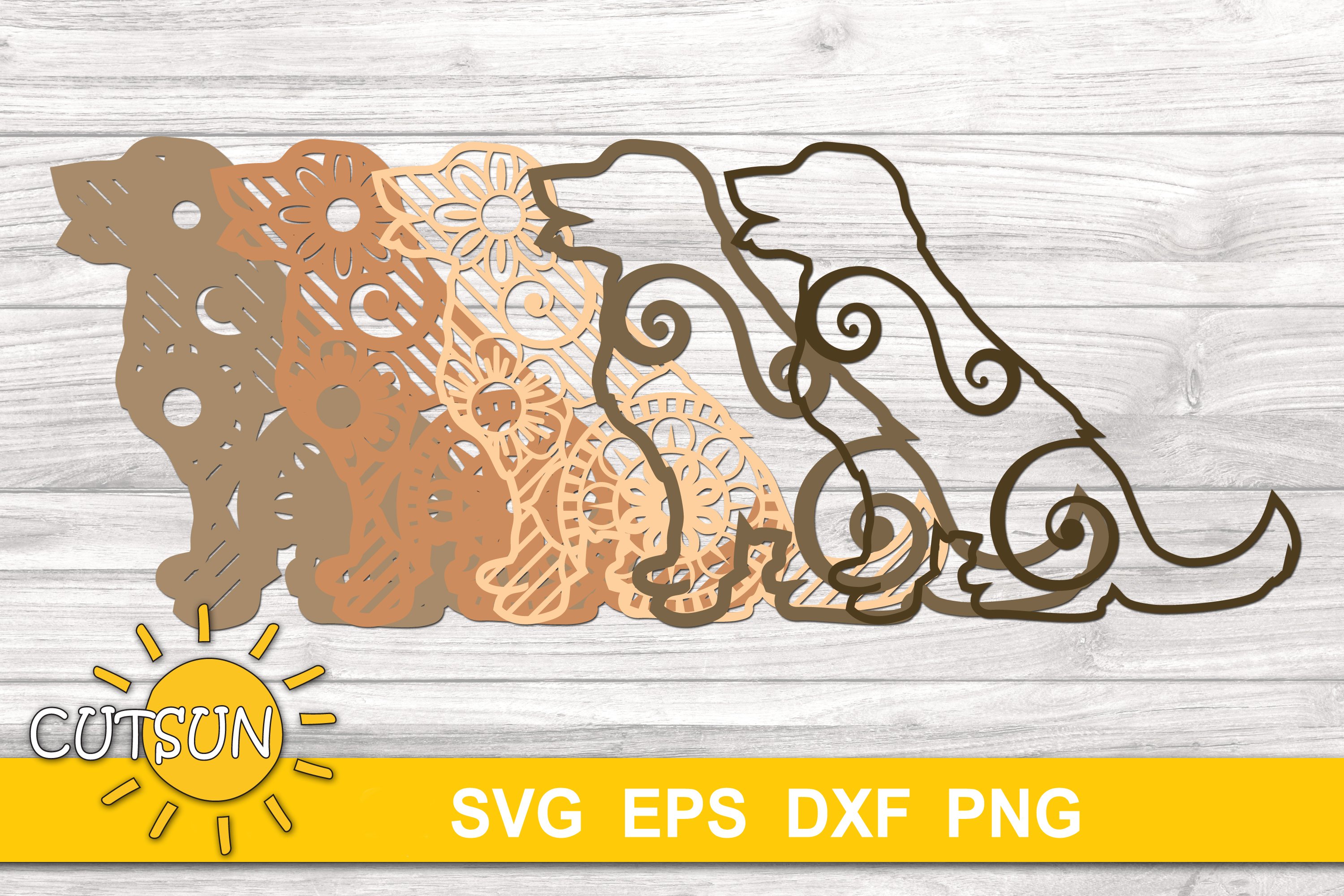 3D Layered Dog Golden Retriever SVG (720142) | Cut Files | Design Bundles