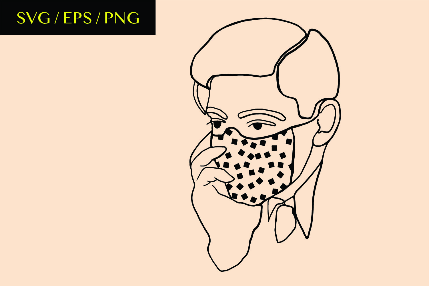 Masked man - line art. Modern art -SVG (572481) | Illustrations ...